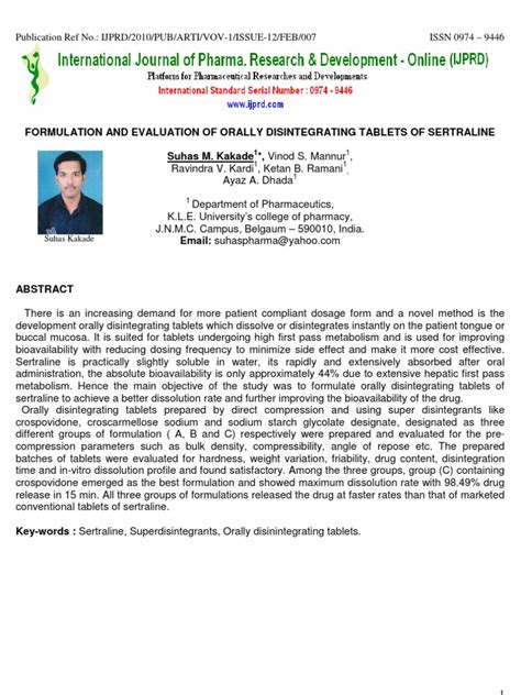 Formulation And Evaluation Of Orally Disintegrating Tablets Of