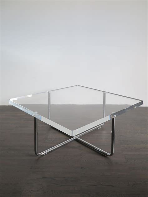 Italian Square Plexiglass Modern Coffee Table Produced By Minotti