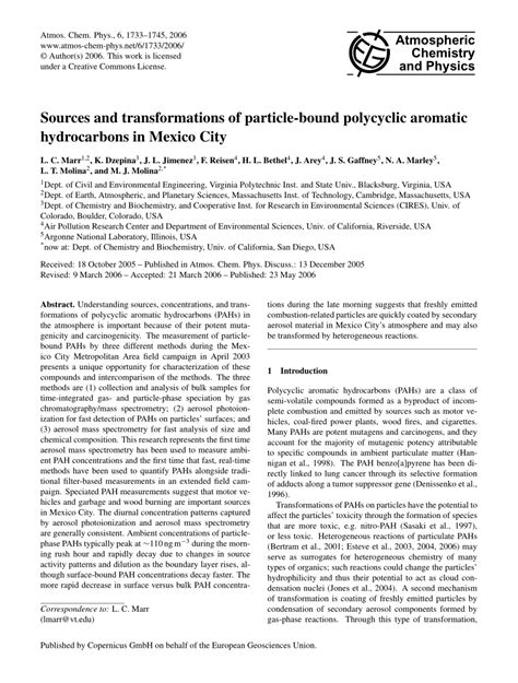 Pdf Sources And Transformations Of Particle Bound Polycyclic Aromatic