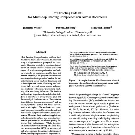 Constructing Datasets For Multi Hop Reading Comprehension Across