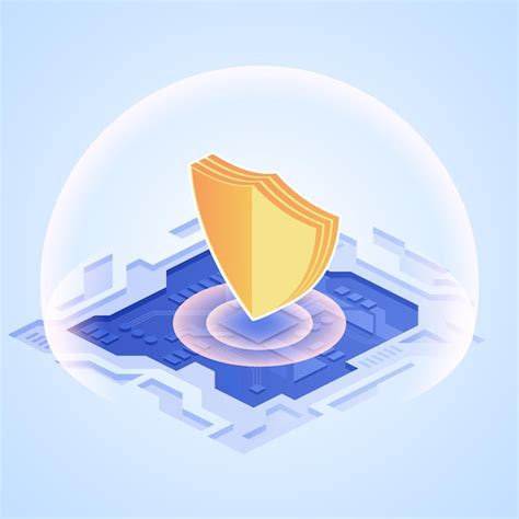 Premium Vector Digital Protection Concept Guard Shield On Microchip Or Circuit In Isometric