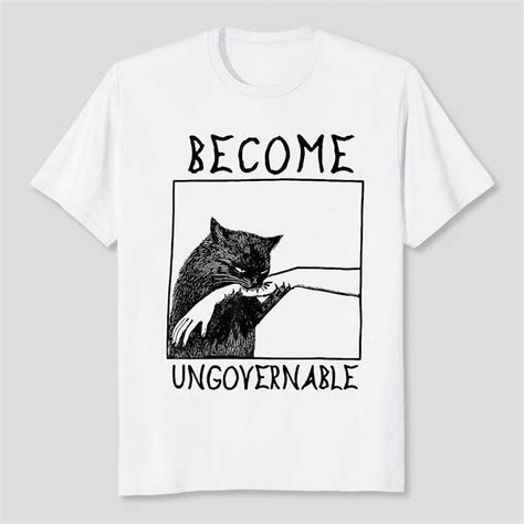 Become Ungovernable Black Cat Biting Hand Funny Meme T Shirt Unisex Sizes S 5xl Tbun