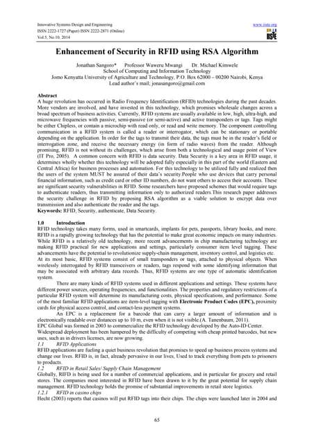 Enhancement Of Security In Rfid Using Rsa Algorithm Pdf