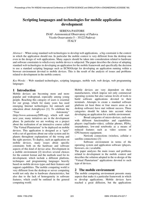 Pdf Scripting Languages And Technologies For Mobile Application Development