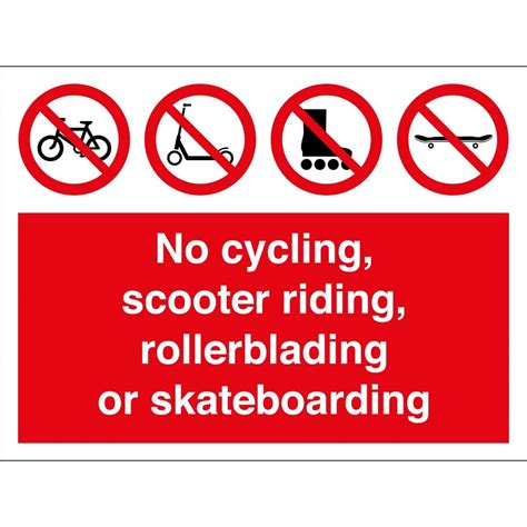 No Cycling Scooter Riding Rollerblading Or Skateboarding Sign From