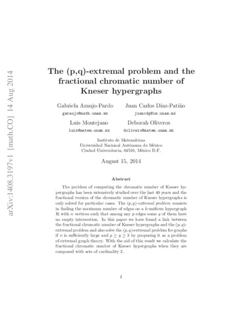 Pdf The P Q Extremal Problem And The Fractional Chromatic Number