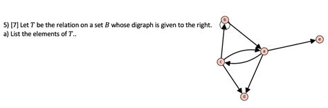 solved 5 [7] let t be the relation on a set b whose digraph