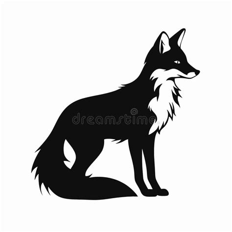 Clever Fox With Pointy Ears And Bushy Tail In Black And White Line Art
