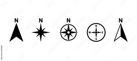 North Symbol Vector Set Direction Compass Icon Stock Vector Adobe Stock