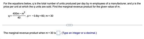 Solved For The Equations Below Q Is The Total Number Of Chegg Com
