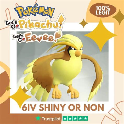 Pidgeot Shiny Or Non Shiny Pokémon Lets Go Pikachu Eevee Level 100