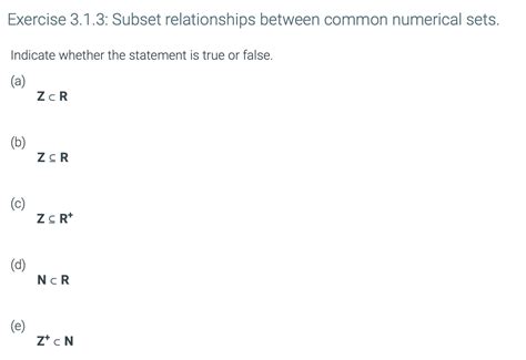 Solved Exercise 3 1 3 Subset Relationships Between Common Chegg Com