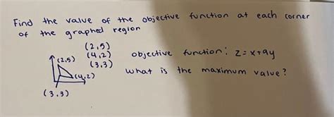 Solved Find The Value Of The Objective Function At Each
