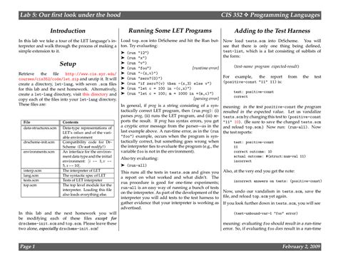 Our First Look Under The Hood Laboratory 5 Cis 352 Docsity