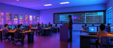 Coding Lab With Dynamic Lighting And Advanced Technology Premium Ai