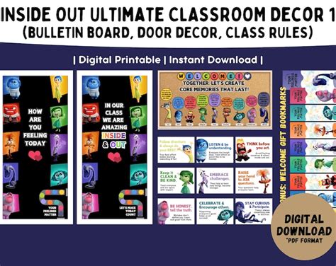 Inside Out Classroom Rules Posters Back To School Bulletin Board Decor