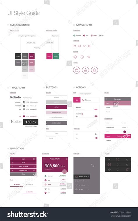 User Interface Application Style Guide Royalty Free Stock Vector