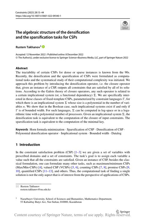 The Algebraic Structure Of The Densification And The Sparsification