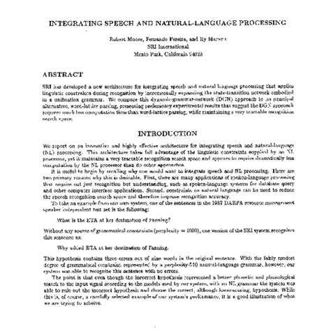 Integrating Speech And Natural Language Processing Acl Anthology