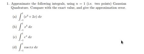 solved solve using gaussian quadrature