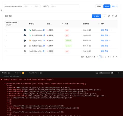 🐛 Bug Warning `received True For A Non Boolean Attribute Compact