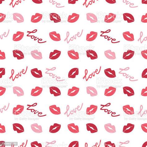 여성 립 프린트와 발렌타인 데이를 위한 사랑의 텍스트가 있는 매끄러운 패턴 0명에 대한 스톡 벡터 아트 및 기타 이미지 0명 고풍스런 공휴일 Istock