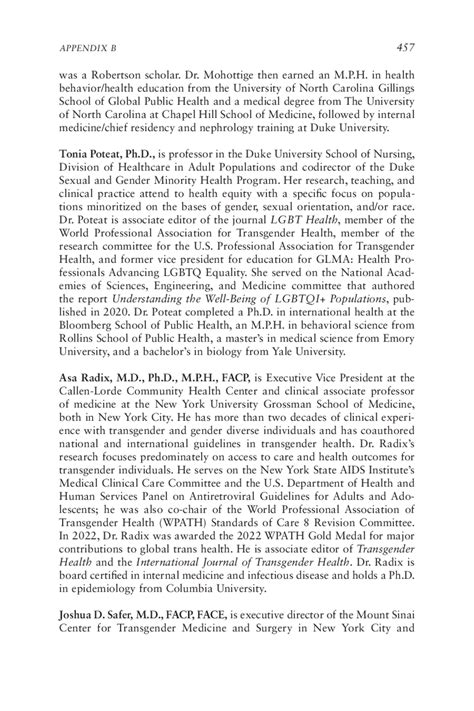 Appendix B Committee Member Biosketches Sex And Gender Identification