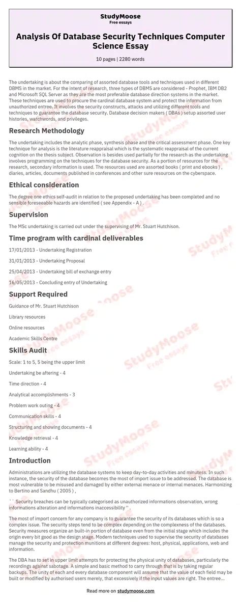 Analysis Of Database Security Techniques Computer Science Essay Free