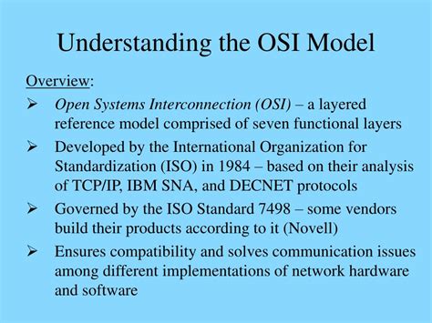 PPT OSI Model And Standards ITNW Chapter II PowerPoint