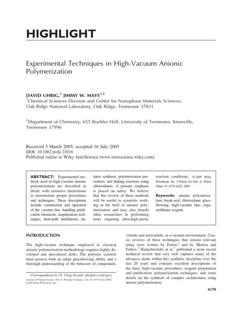 Polymerization Anionic Pdf Copolymer Potassium