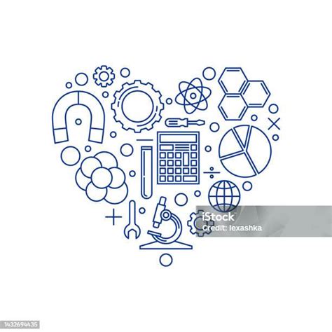 Konsep Stem Heart Ilustrasi Vektor Banner Minimal Ilustrasi Stok