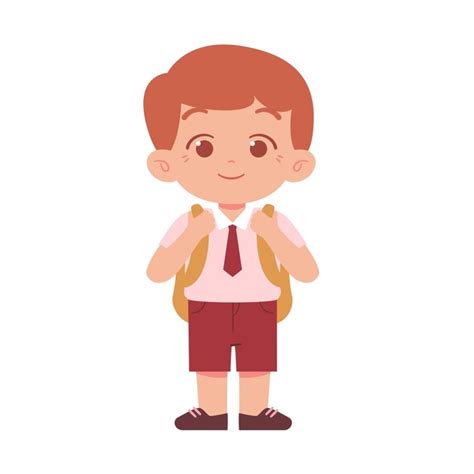 어린 소년 캐릭터 제복을 입은 초등학생 아이 일러스트 프리미엄 벡터