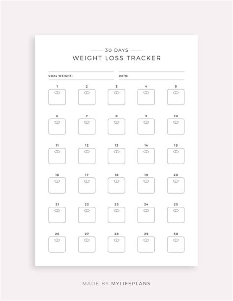 30 Day Weight Loss Tracker Printable And Fillable A4letter Instant