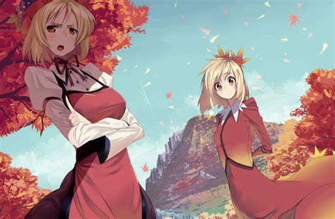 Safebooru Adult Aki Minoriko Aki Shizuha Arms Behind Back Autumn
