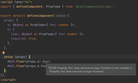 invalid typing for optional props · issue 373 · vuejs composition api · github