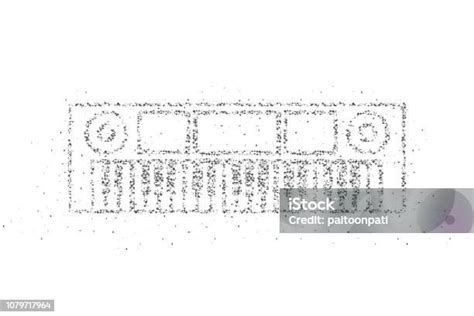 추상적인 기하학적 낮은 다각형 사각형 상자 픽셀 및 삼각형 패턴 키보드 모양 복사 공간 벡터 Eps 10 흰색 배경 음악 악기 컨셉 디자인 블랙 색상 그림 0명에 대한 스톡