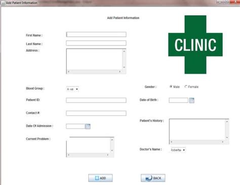 Application Diagram Add Patient Window Figure 6 Application Diagram