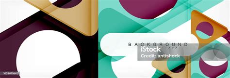 기하학적 배경 원형 및 삼각형 모양 배너입니다 브로슈어 또는 전단지 프레 젠 테이 션 및 웹 디자인 레이아웃에 대 한 그림 0명에 대한 스톡 벡터 아트 및 기타 이미지