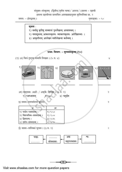 Sanskrit Composite संस्कृत संयुक्त द्वितीय भाषा 2018 2019 Ssc