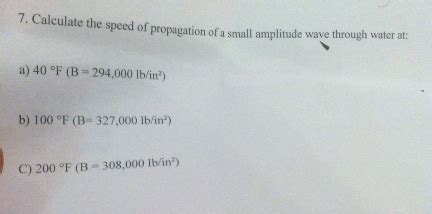 Solved Calculate The Speed Of Propagation Of A Small Chegg