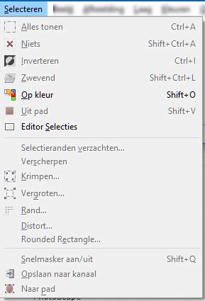 Gimp Menu GIMP Plaatjes Bewerken