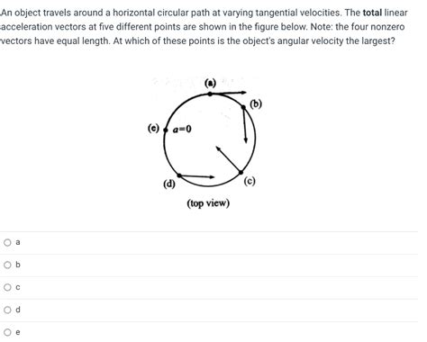 Solved An Object Travels Around A Horizontal Circular Path