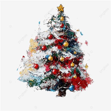 장식품과 눈송이로 그린 추상 크리스마스 트리 그림 추상적인 크리스마스 트리 페인트 등 Png 일러스트 및 이미지 에 대한 무료 다운로드 Pngtree