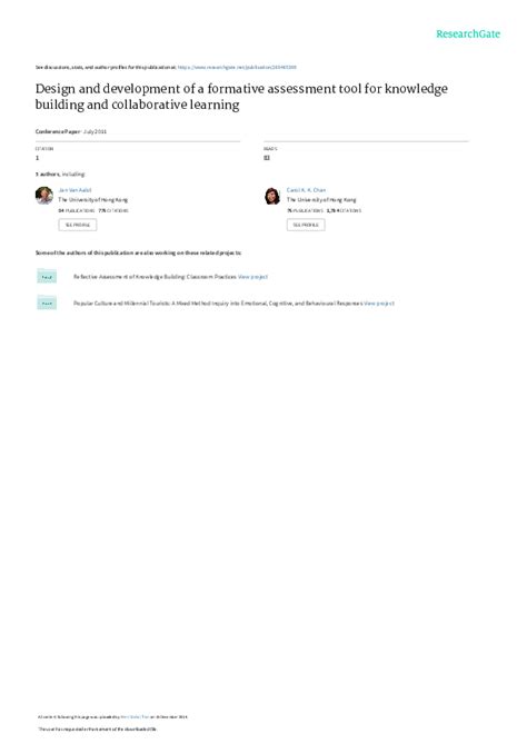 Pdf Design And Development Of A Formative Assessment Tool For Knowledge Building And