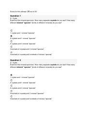 Module Part Minerals LabQuiz Docx Score For This Attempt Out Of Question
