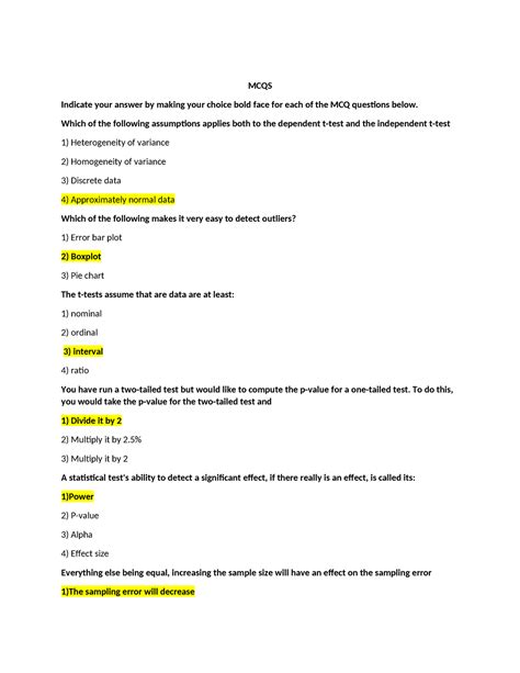 exam part 1 data anlysis mcqs indicate your answer by making your
