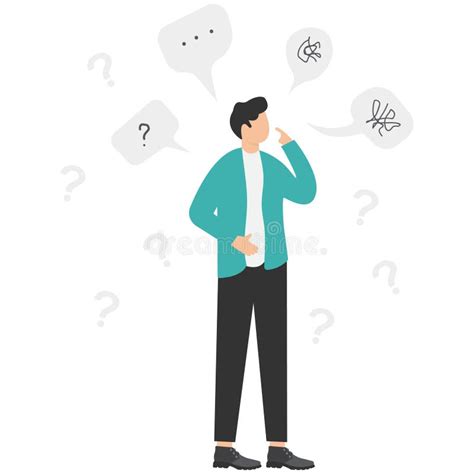 Man Has A Question Thoughtful People Men Solving Problems Stock Vector Illustration Of Work