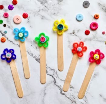 Easy Popsicle Stick Flower Bookmarks