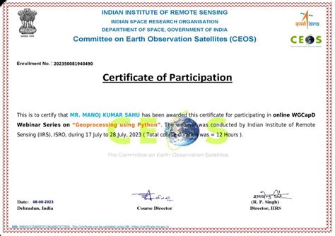 Manoj Kumar Sahu On Linkedin Isro Iirs Isroteam Isroscientists