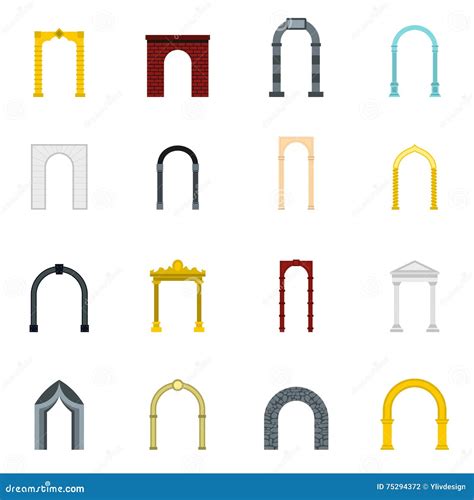 Arch Icons Set Flat Style Stock Vector Illustration Of Background 75294372